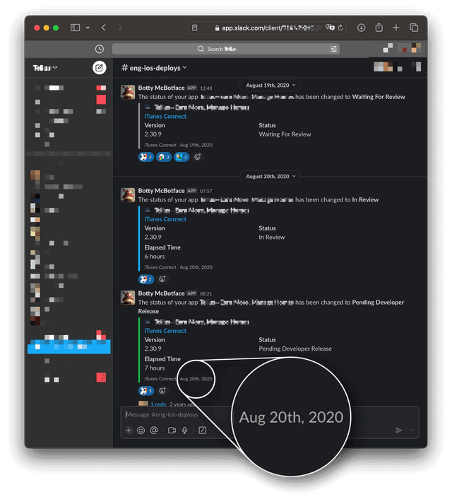 App Review Status and TestFlight Updates on Slack - Statused